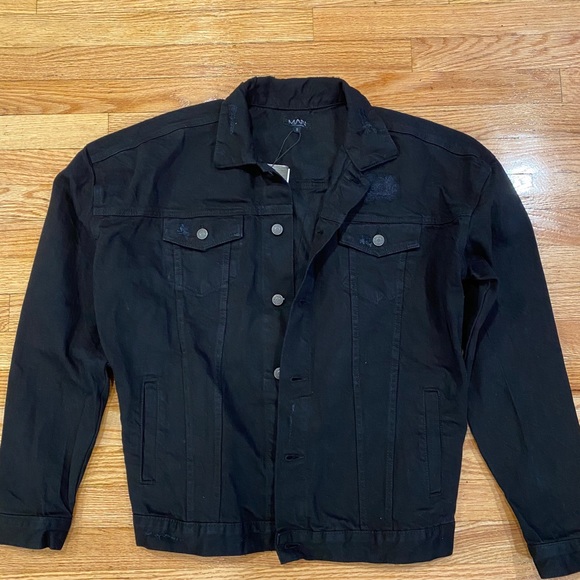 Boohoo | Jackets & Coats | Mens Black Distressed Jacket | Poshmark